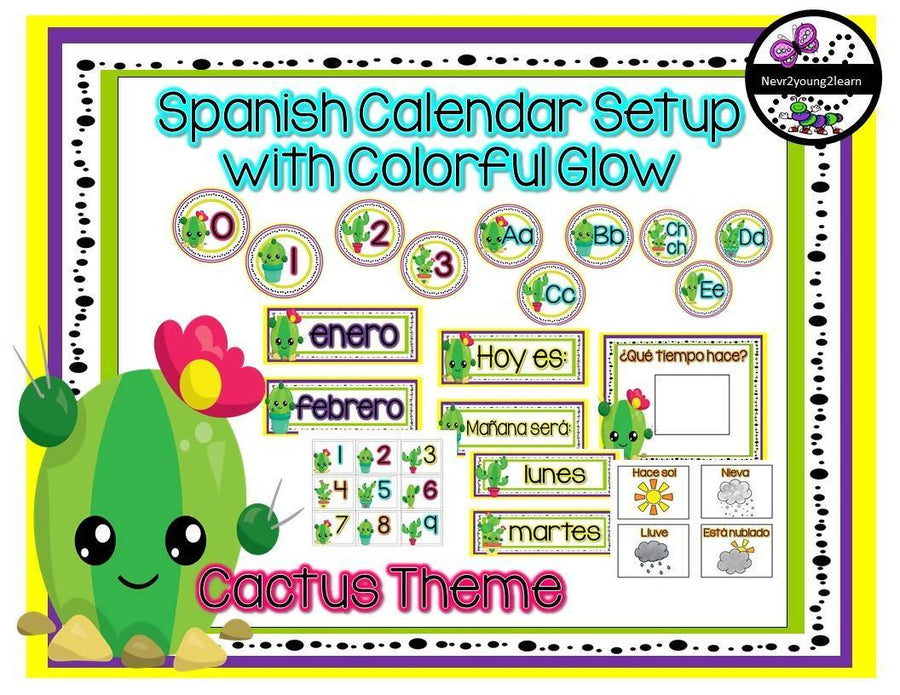 Spanish Calendar Setup with Colorful Glow – Bilingual Marketplace