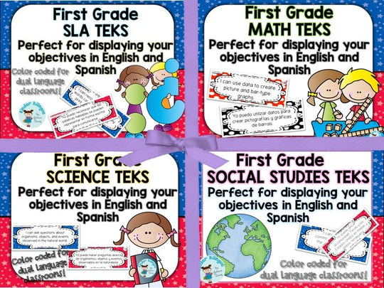 1st Grade BUNDLE TEKS cards in English and Spanish – Bilingual Marketplace
