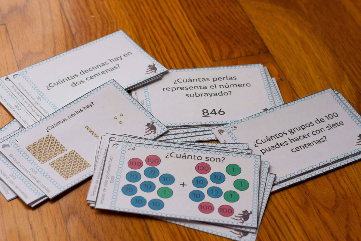 Tarjetas de repaso del valor posicional: Nivel 3 (Place Value Review T ...