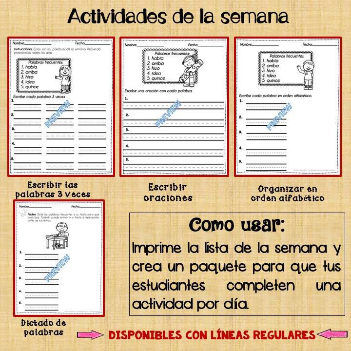 Sight words in Spanish/ Palabras de uso frecuente en español ...