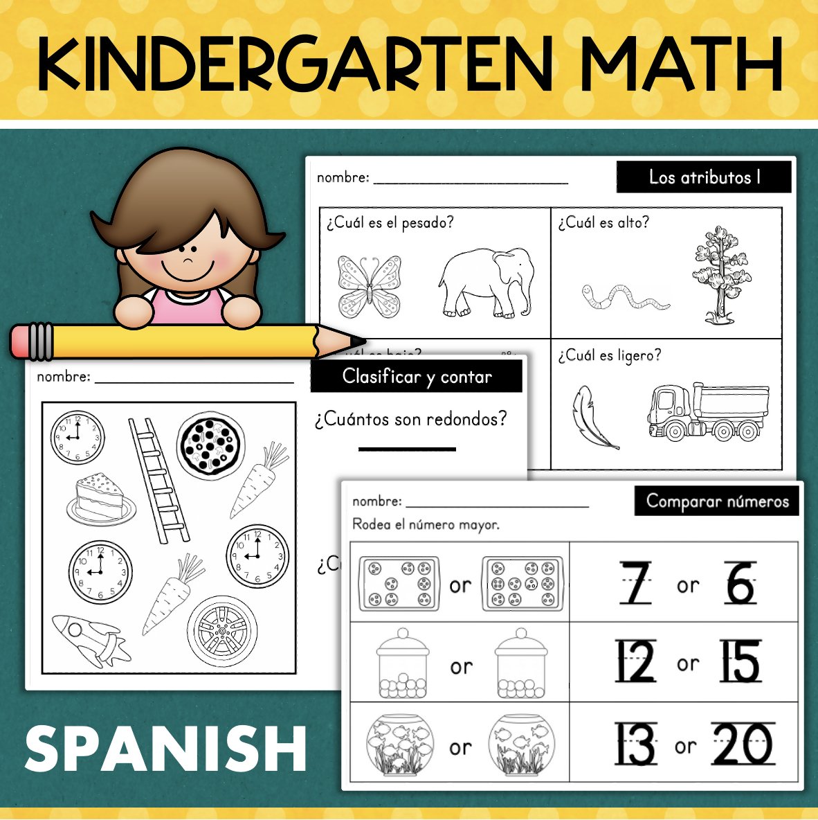 SPANISH Kindergarten Math Tasks Worksheets Quick Checks or Assessments ...