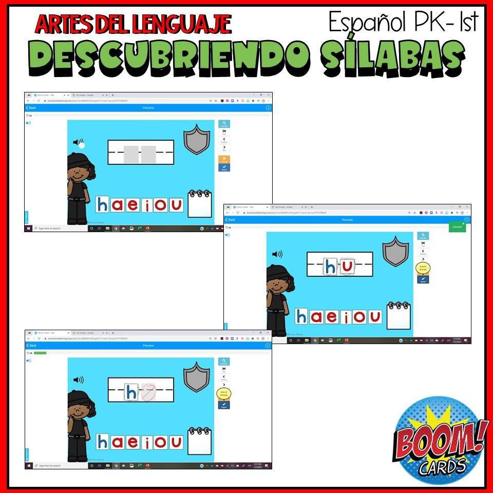 Descubrir sílabas con ll, h, q, z Boom Cards – Bilingual Marketplace