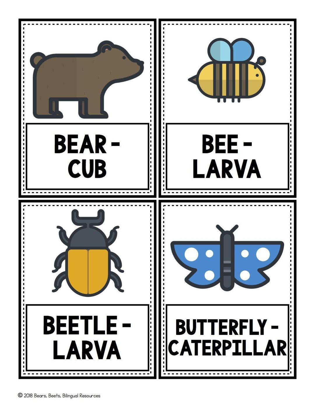 Bilingual Animal & Babies Word Cards – Bilingual Marketplace