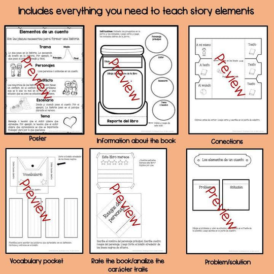 Story elements interactive notebook - Elementos del cuento - Spanish ...