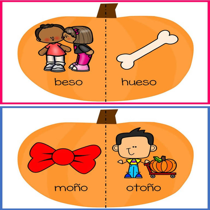 40 Pumpkin Rhyming Puzzles in Spanish/Rompecabezas de Rimas – Bilingual ...