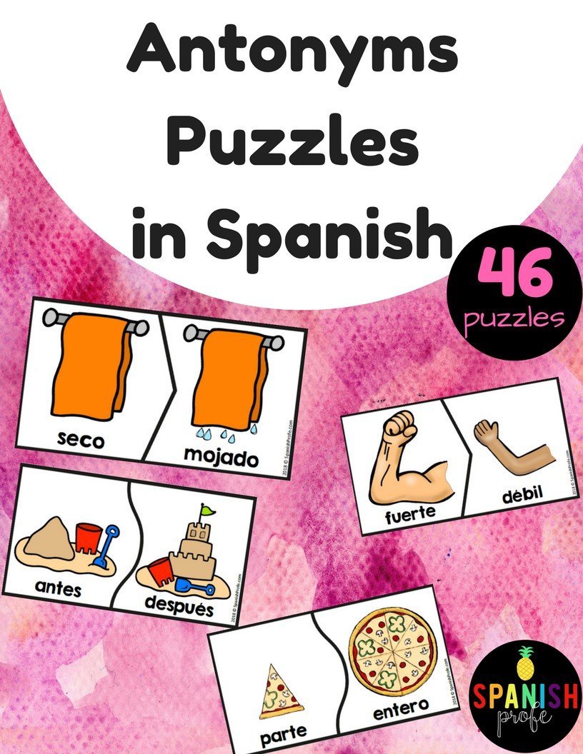 Antonyms Puzzles in Spanish (Rompecabezas de antonimos opuestos ...