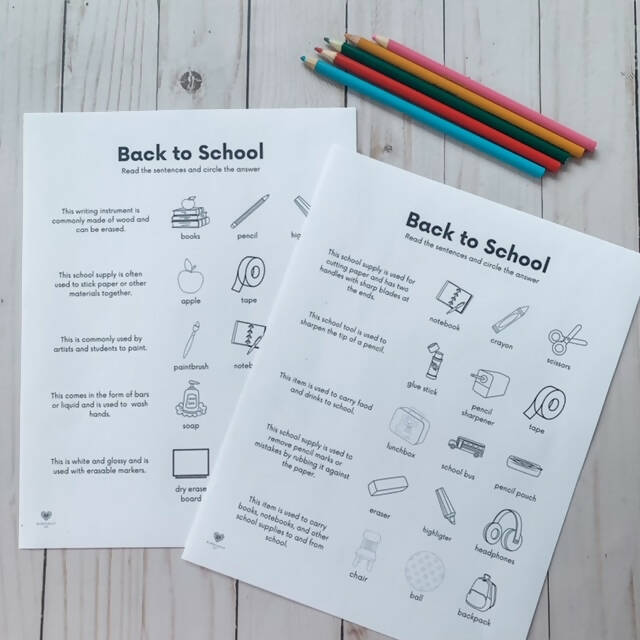 Back to School Identifying Objects by Function Worksheets for Speech T ...
