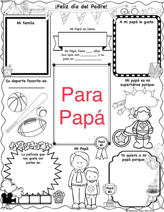 Feliz día del Padre - Happy Father's Day Activities Dual Spanish & Eng ...