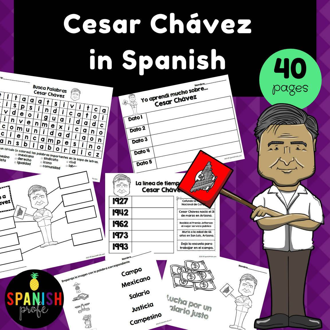 Cesar Chavez in Spanish (Actividades y escritura Cesar Chavez ...