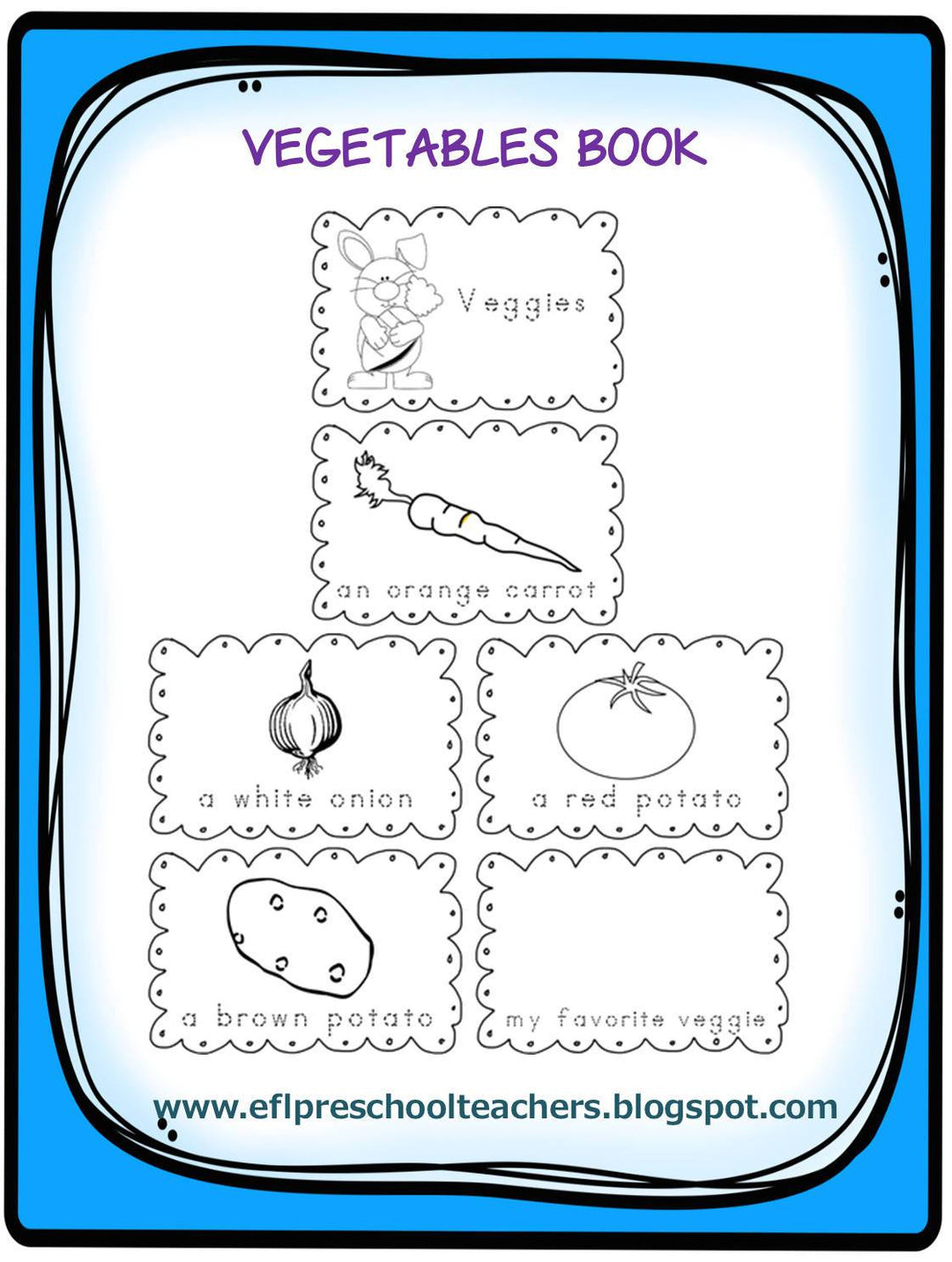 Vegetables activities for Preschool ESL – Bilingual Marketplace