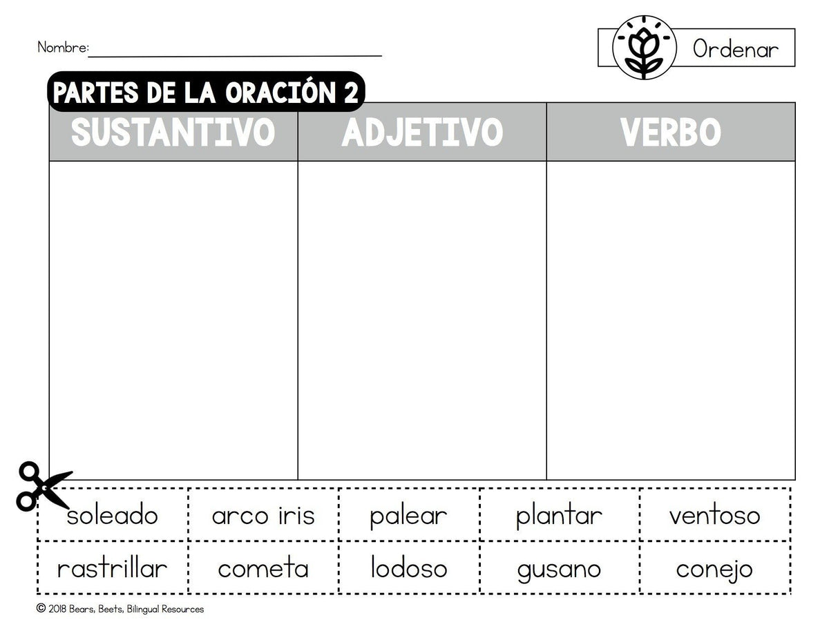 Bilingual Spring Grammar Sorts – Bilingual Marketplace