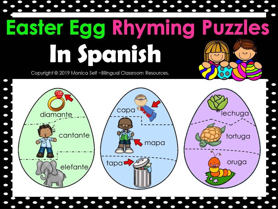Easter Egg Rhyming Puzzles In Spanish – Bilingual Marketplace
