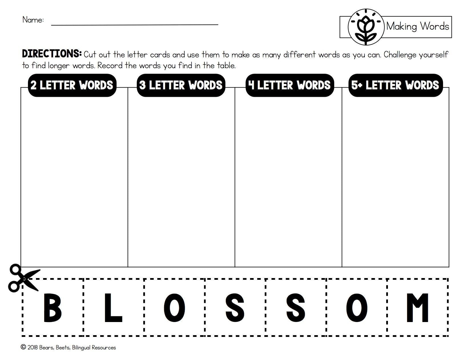 Bilingual Spring Making Words Activity – Bilingual Marketplace