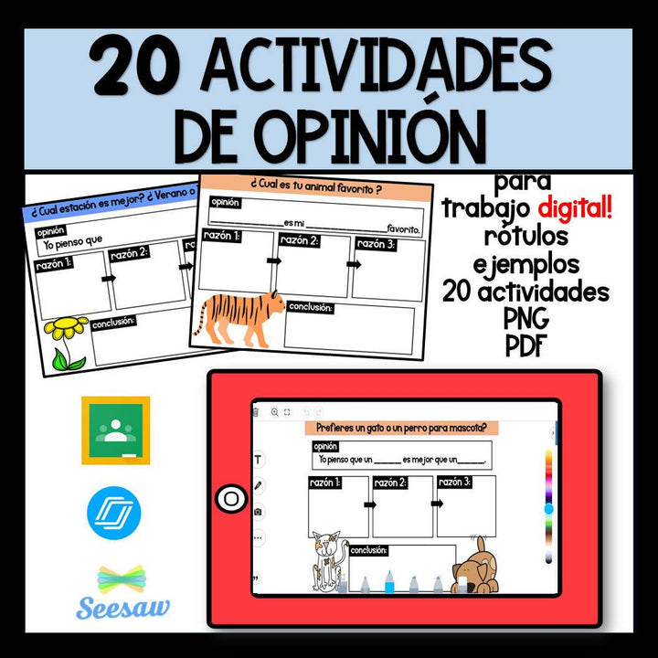 Escritura de Opinion!! - para trabajo digital (digital learning) Spani ...