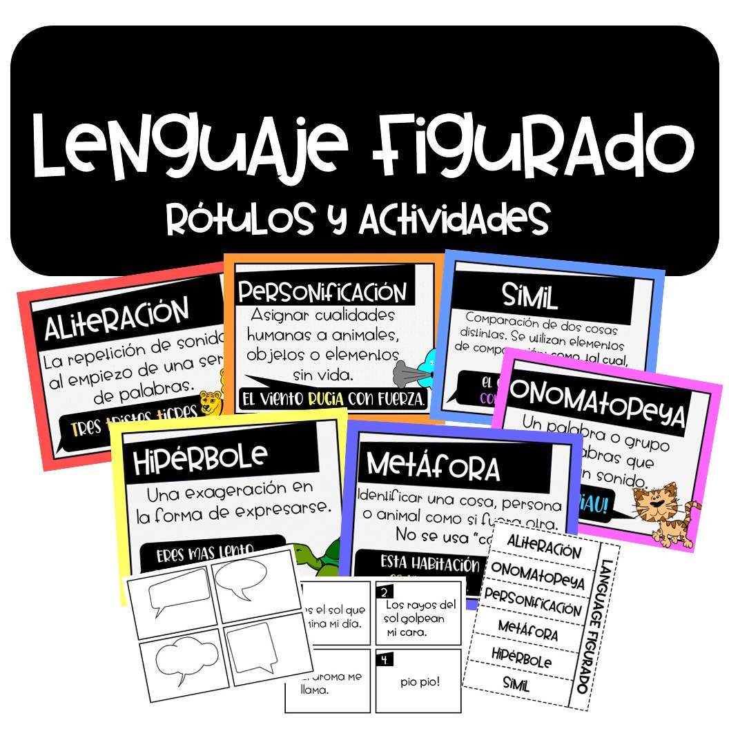 Lenguaje Figurado Posters y Actividades /Figurative Language Posters i ...