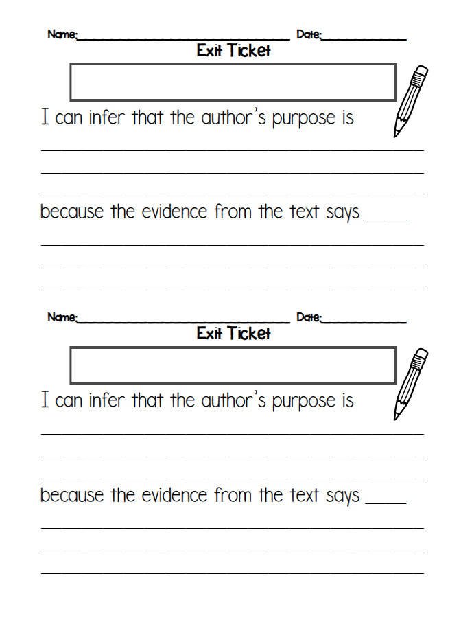 Author's Purpose for Informative Text Exit Ticket – Bilingual Marketplace