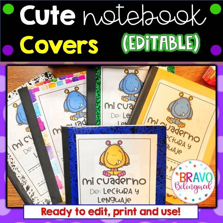 Student Notebook Covers- Spanish (Editable) – Bilingual Marketplace