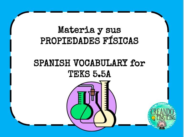 Materia y su energia-TEKS 5.5A Repaso de vocabulario para STAAR ...