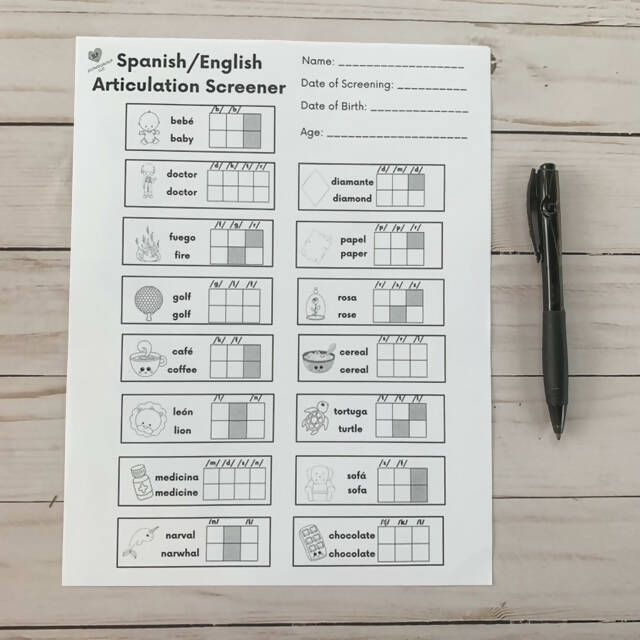 Spanish/English Articulation Screener – Bilingual Marketplace