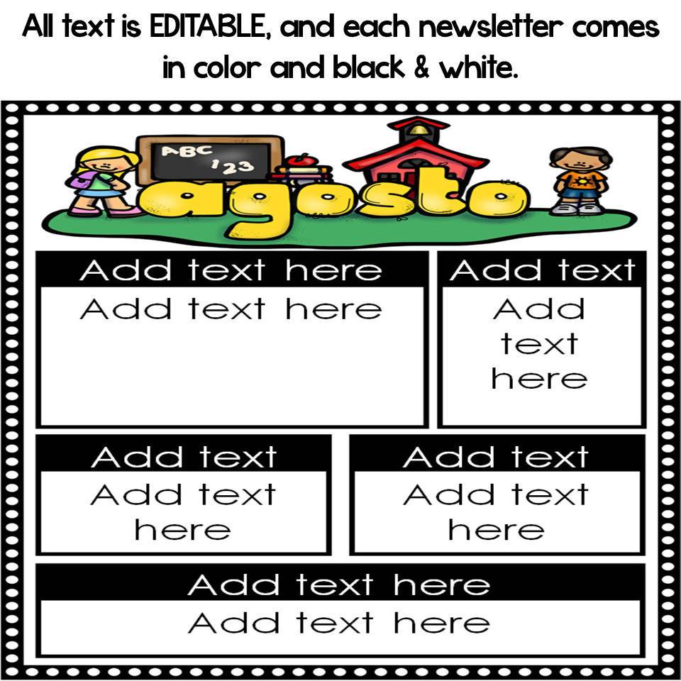 Editable Monthly Newsletter Templates in Spanish and English Version ...