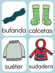 Spanish Winter Clothes Flashcards – Bilingual Marketplace