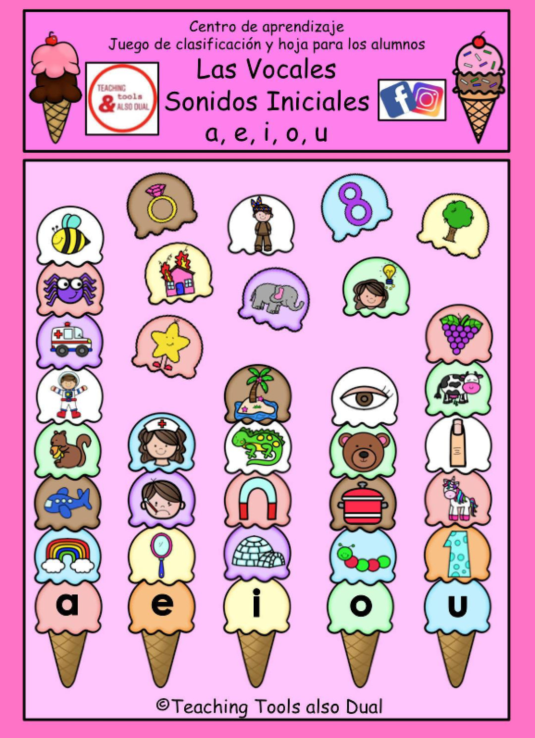 Clasificación de las Vocales - Centro de aprendizaje y hoja de activid ...