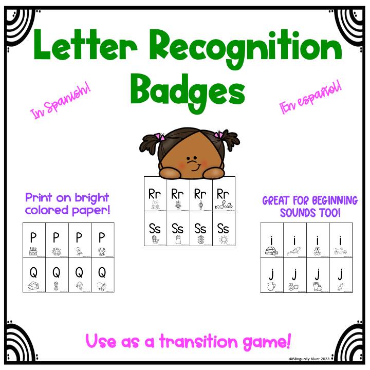 Letter Recognition Badges – Bilingual Marketplace