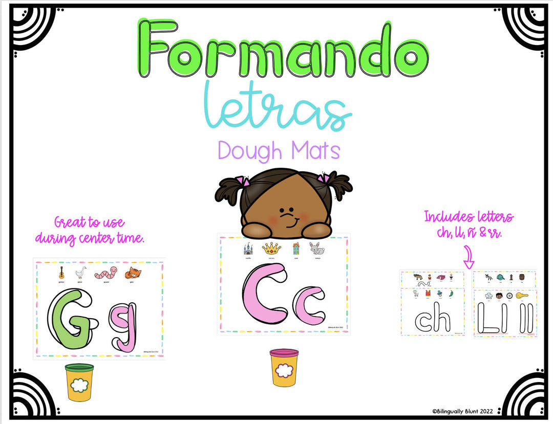 Formando letras con plastilina - Spanish Alphabet Dough Mats ...